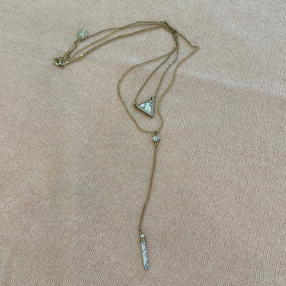 ZAD | Jewelry | Gold Necklace With White And Black Stone | Poshmark